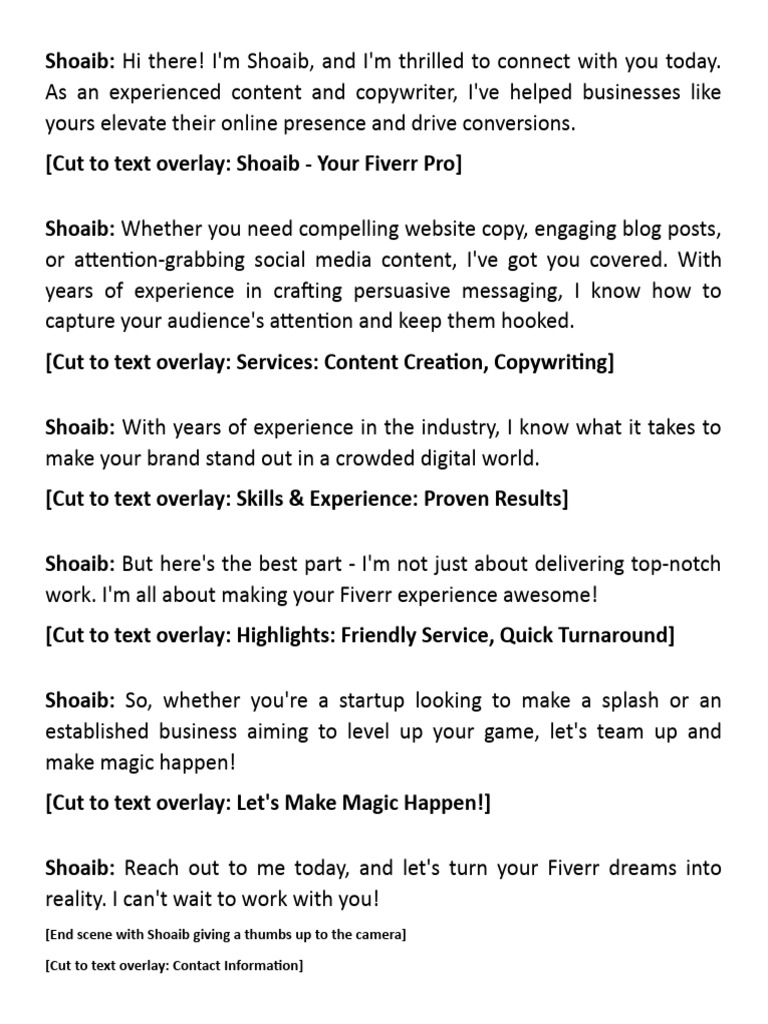 Fiverr Intro Video Script | PDF