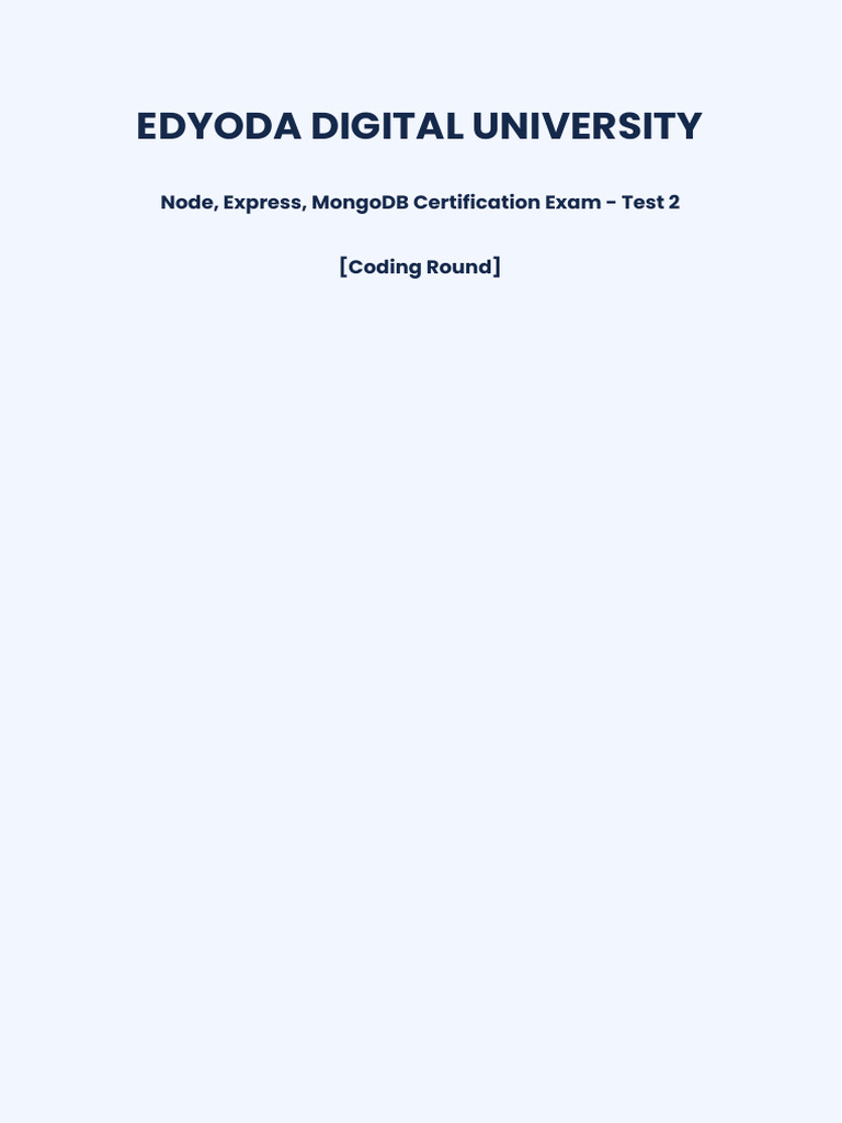 Node, Express, Mongo Certification Exam - EdYoda Replica (Template ...