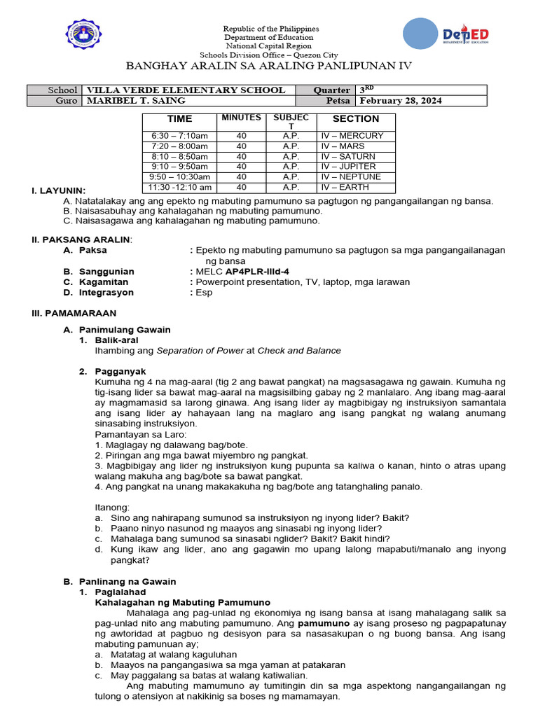 AP DLP - Q3 Aralin7 - 1 Feb.28 | PDF