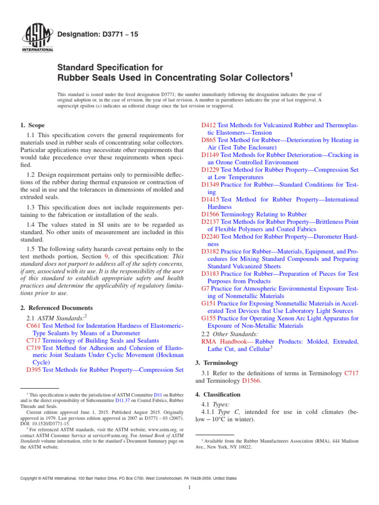 D3771-15 Standard Specification For Rubber Seals | PDF | Natural Rubber ...