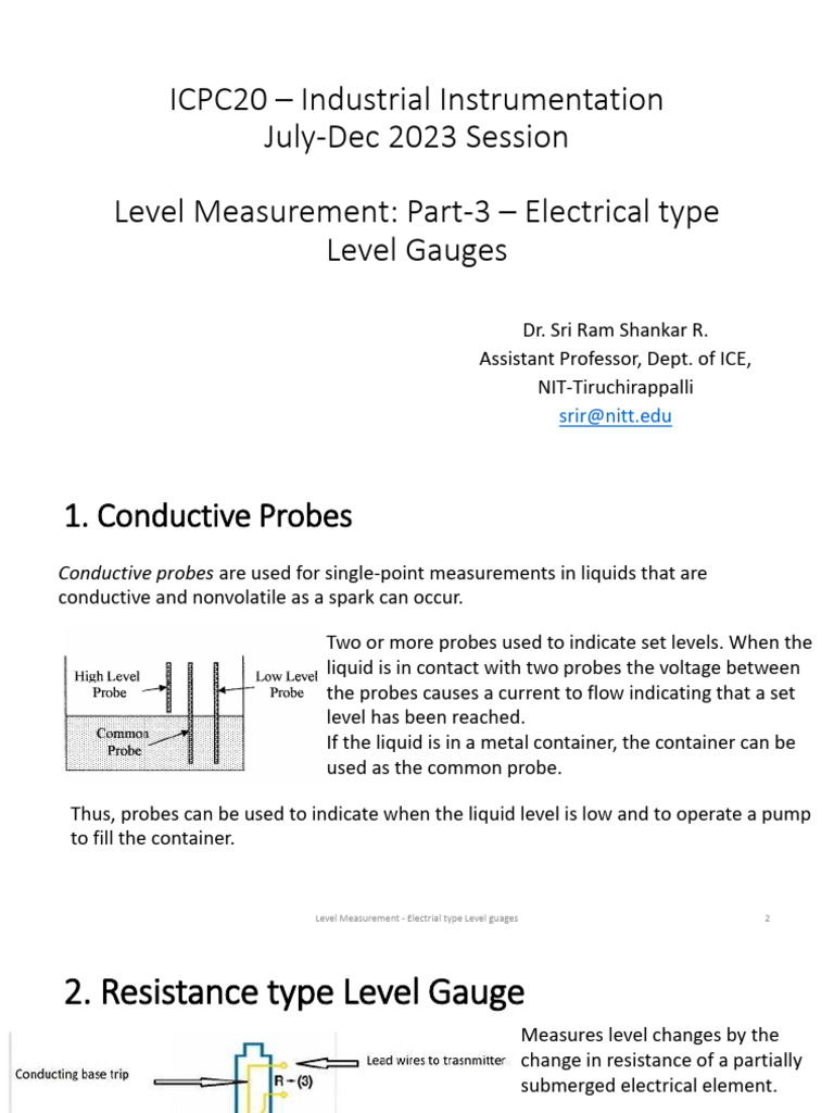Level Measurement Part 3 Electrical Level Gauges | PDF | Capacitance ...