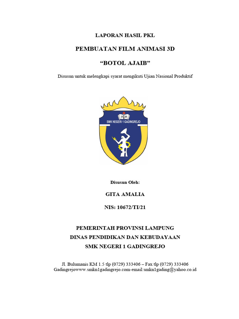 Cover Laporan Animasi Film Pendek | PDF