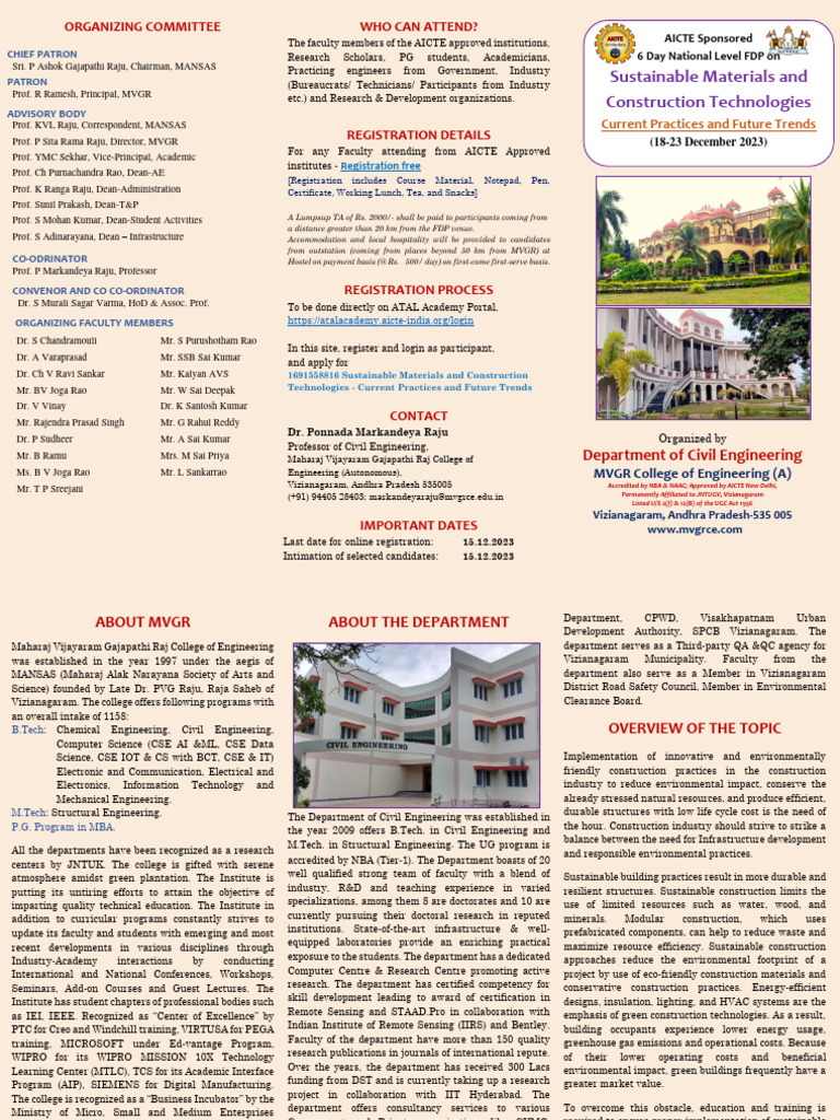 Cmct Brochure Aicte Fdp 2023 | PDF | Green Building | Sustainability