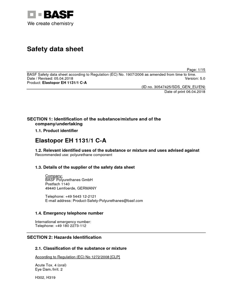 Elastopor EH 1131 | PDF | Safety | Occupational Safety And Health