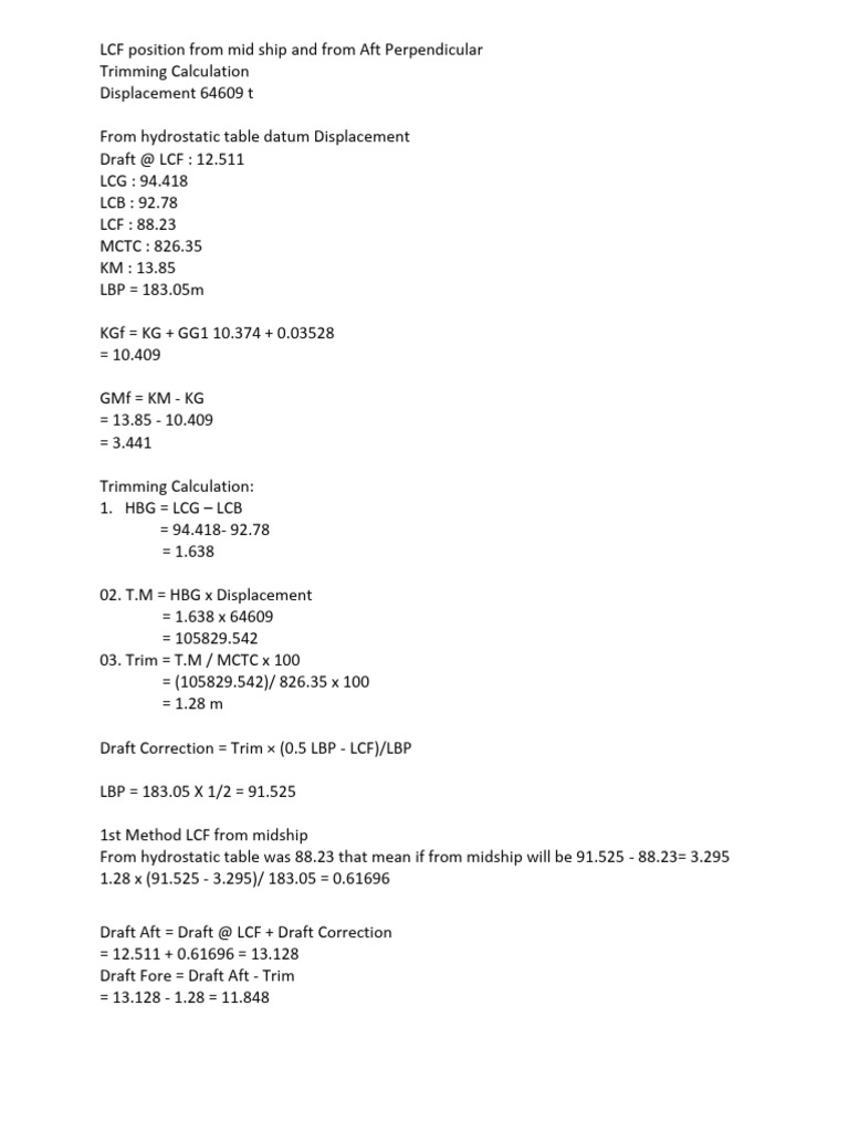 LCF Position From Mid Ship and From Aft Perpendicular | PDF