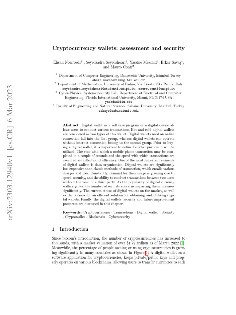 Cryptocurrency Wallets Assessment and Security | PDF | Key (Cryptography) | Cryptography
