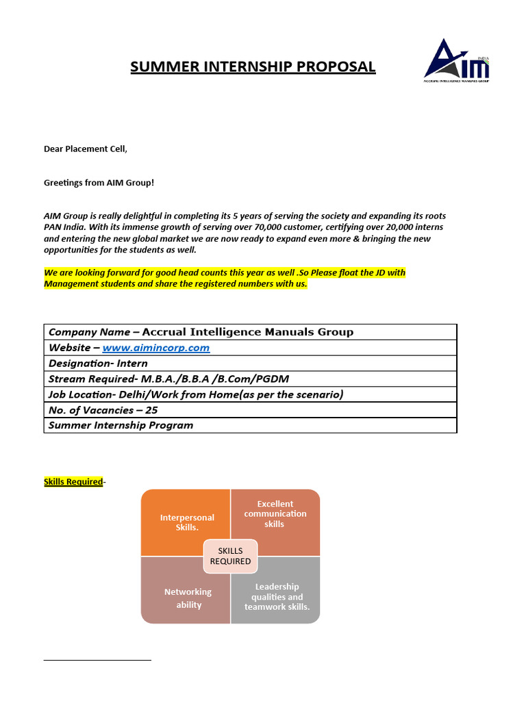 Sip JD (Aim) | PDF | Sales | Internship