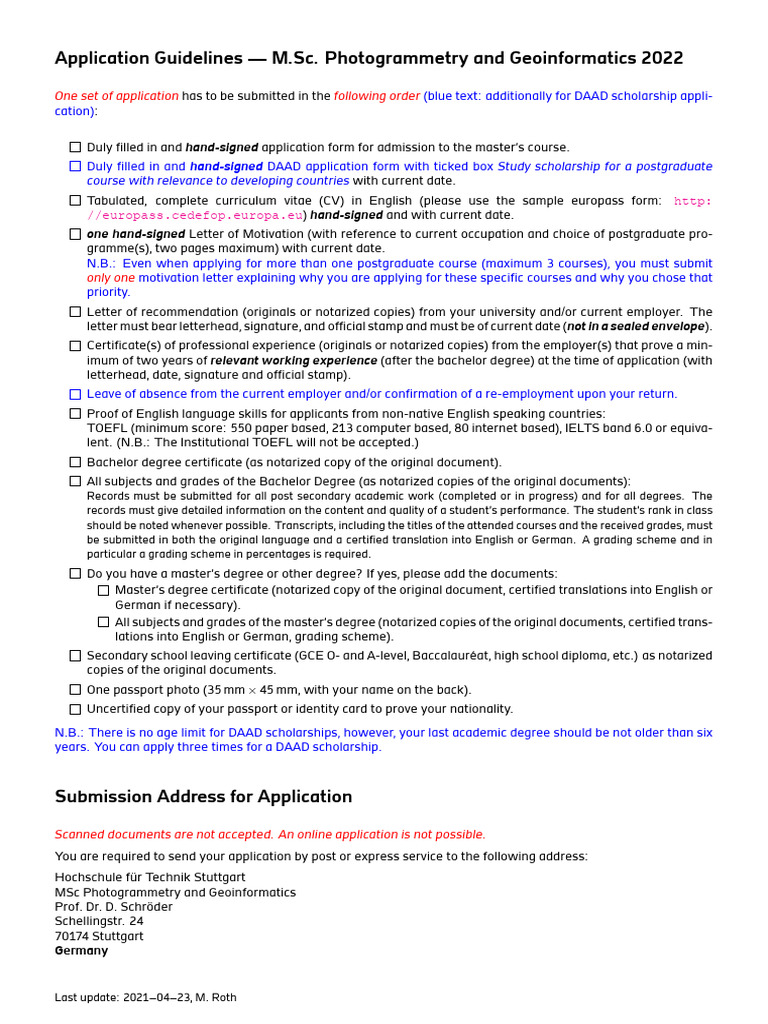 DAAD applicationguidelines | PDF | Academic Degree | Postgraduate Education