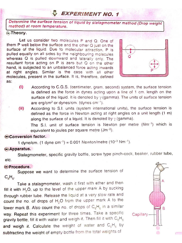 Determine Surface Tension by Drop Number Method | PDF
