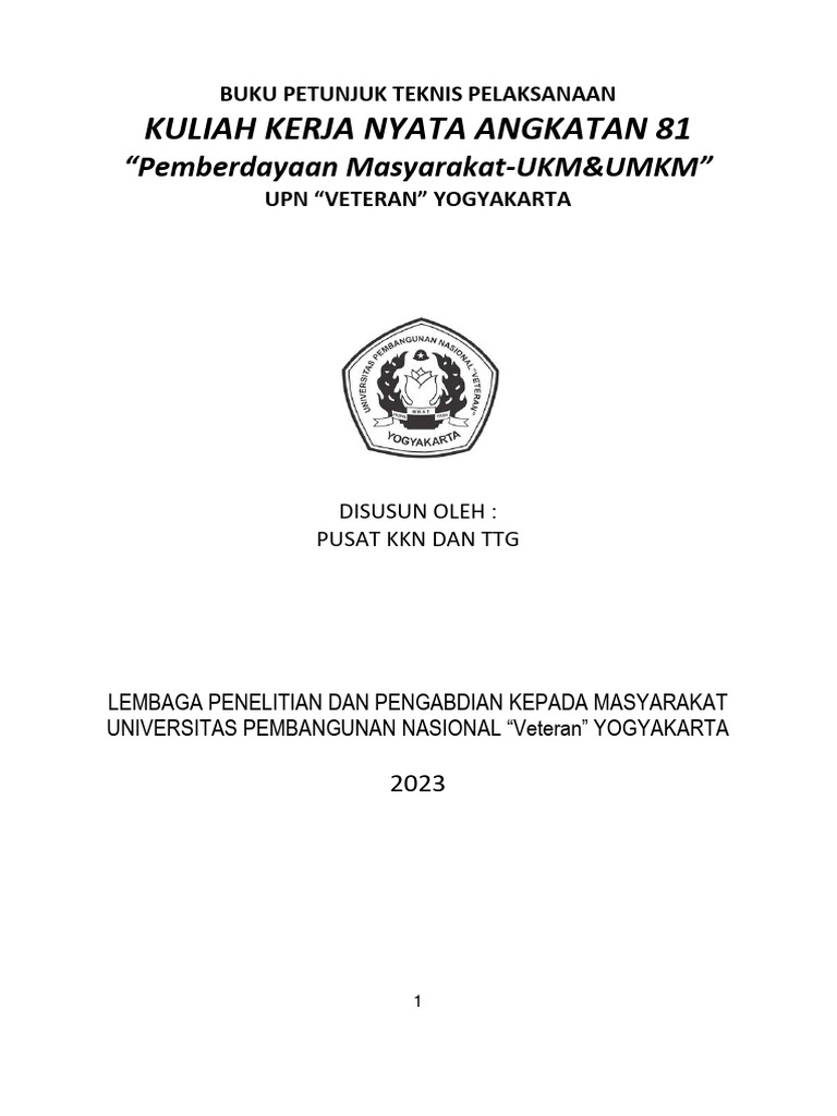 Petunjuk Teknis KKN Pemberdayaan Masyarakat Ukm Dan Umkm KKN 81 | PDF