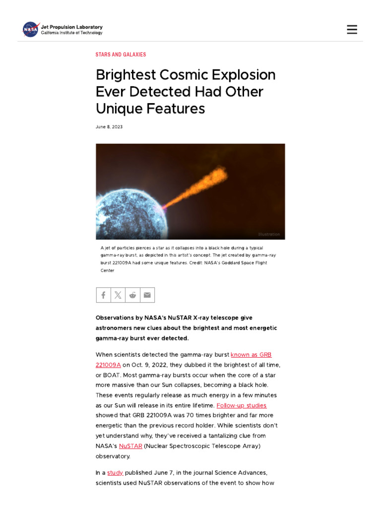 Brightest Cosmic Explosion Ever Detected Had Other Unique Features1 ...