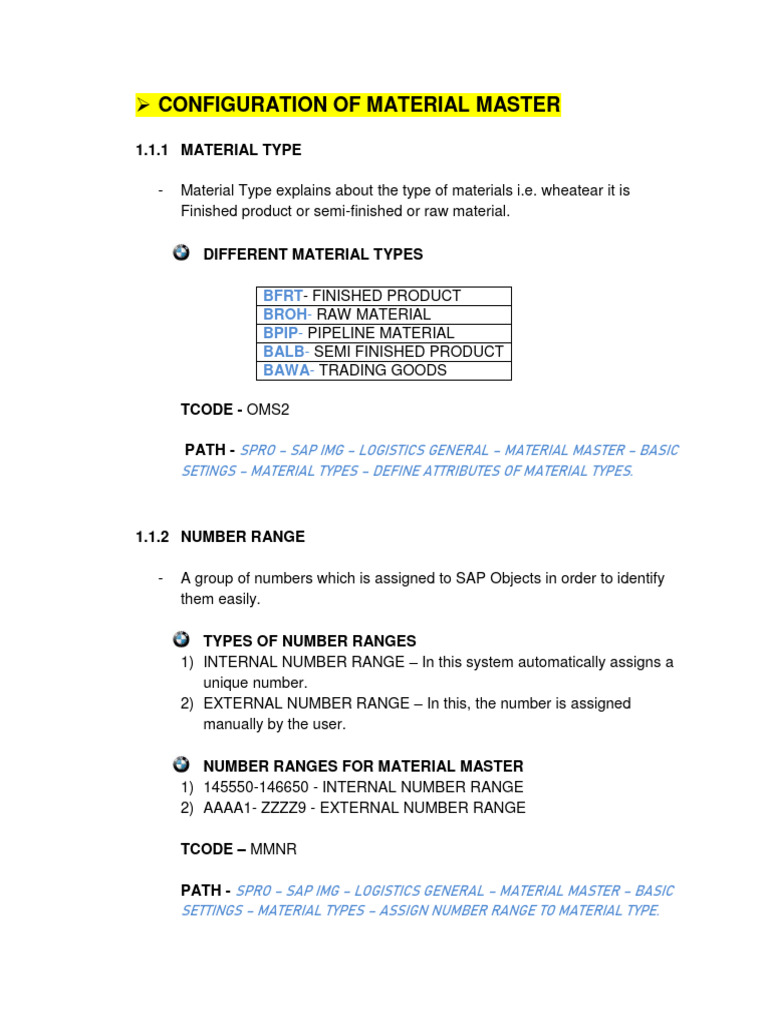 Material Master Configuration. | PDF | Logistics