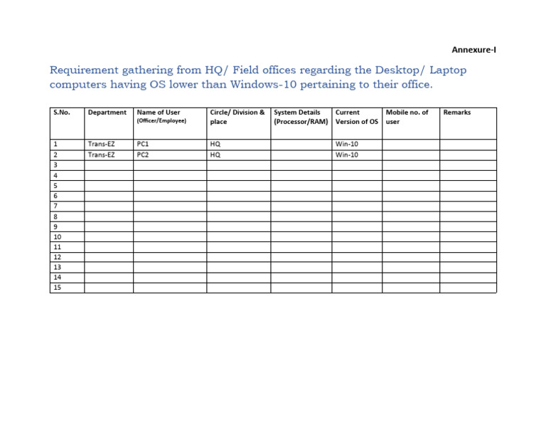 Status of Windows Upgradation From The Office of | PDF