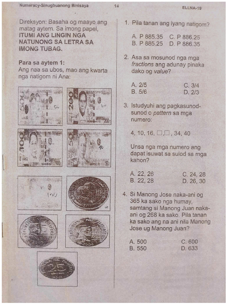 Numeracy ELLNA Reviewer | PDF