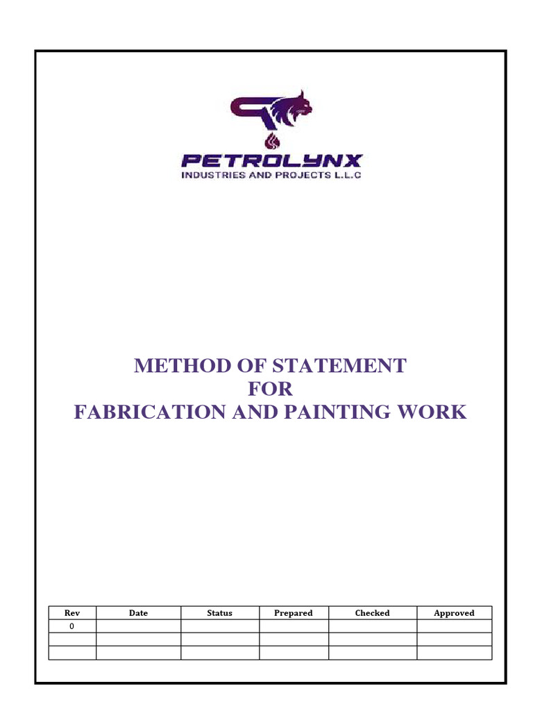 METHOD OF STATEMENT-fab | PDF | Welding | Construction