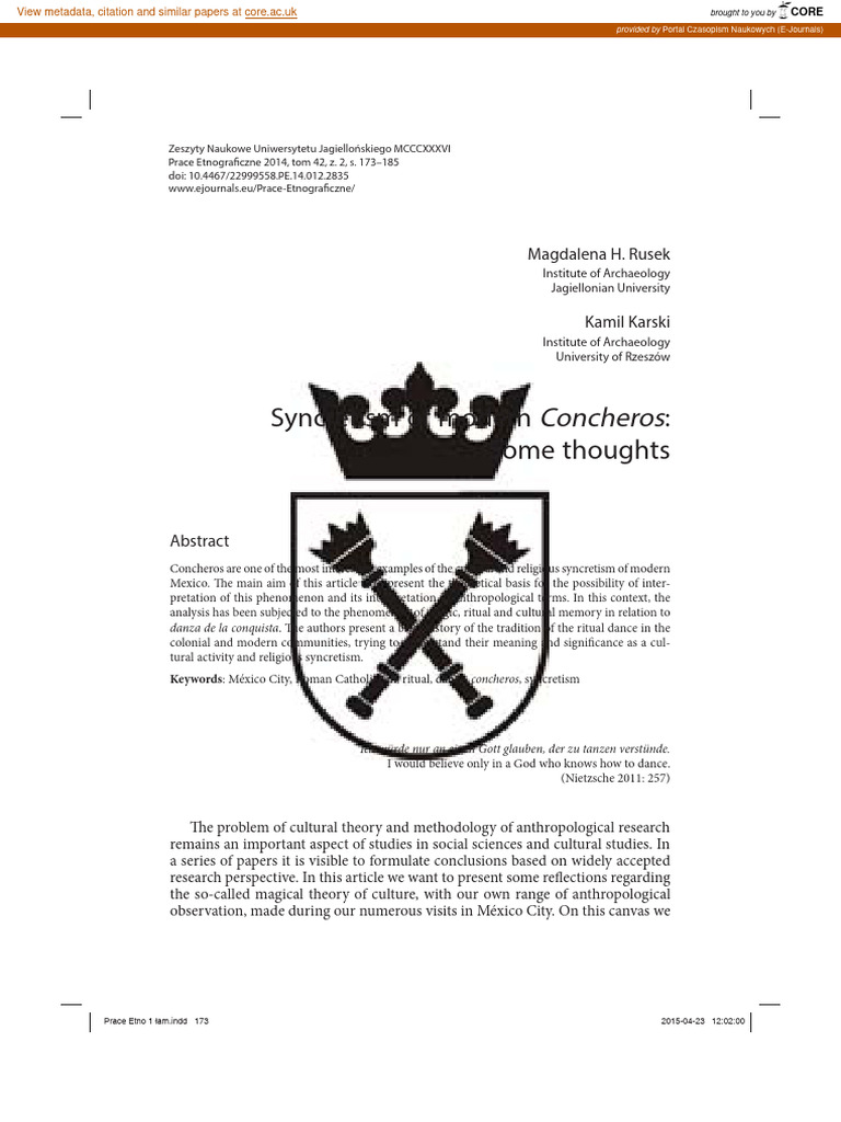 Modern Concheros: Cultural Syncretism | PDF | Rituals | Dances