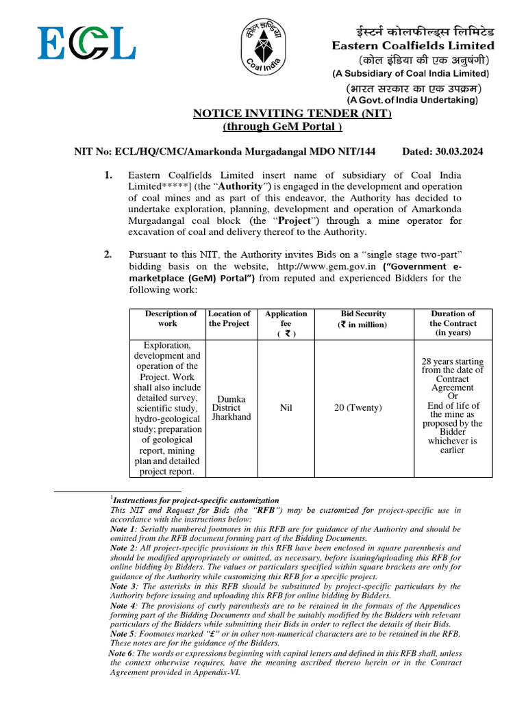 Notice Inviting Tender (Nit) (Through Gem Portal) | PDF | Audit | Accountant
