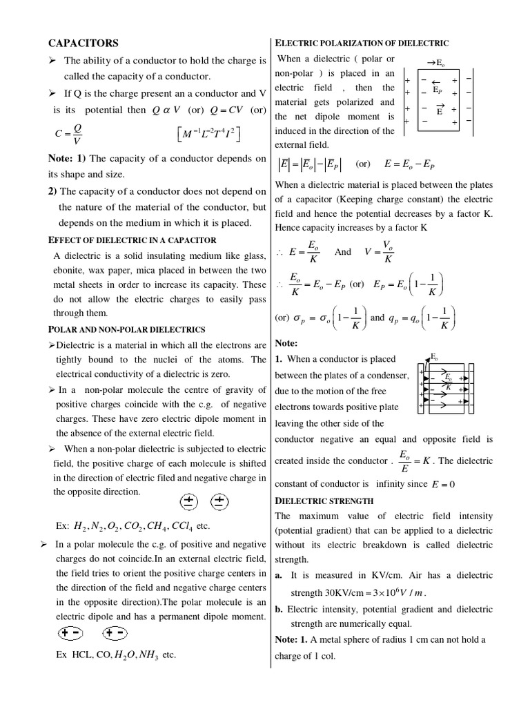 Capacitors | PDF | Dielectric | Capacitor
