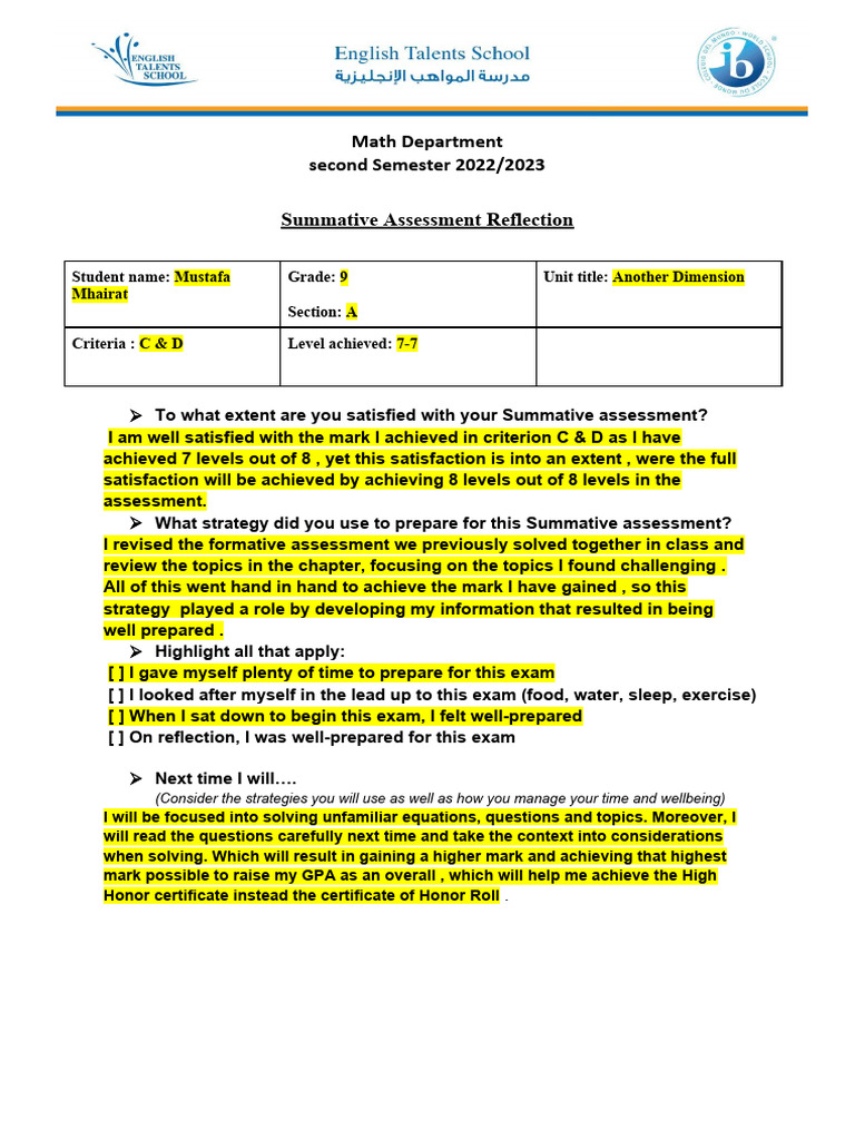 Summative - Reflection | PDF