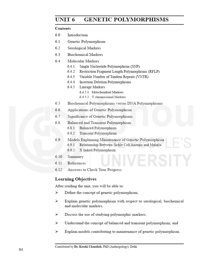 Unit 6 | PDF | Single Nucleotide Polymorphism | Point Mutation