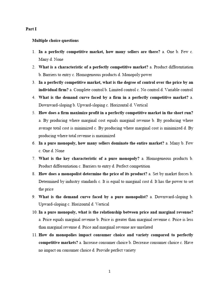 G-11-Eco-Worksheet-Unit-2-Market Structure | PDF | Monopoly | Perfect ...
