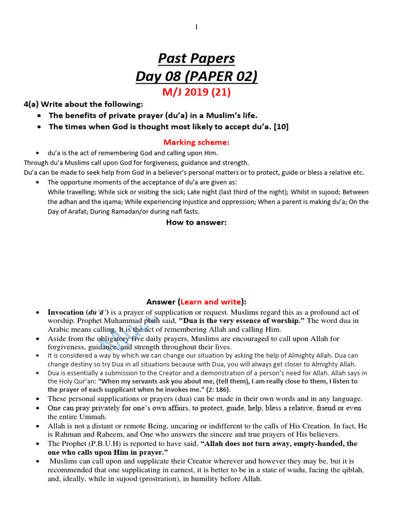 Sir Muzamil Notes Paper 02 | PDF | Hadith | Tawhid