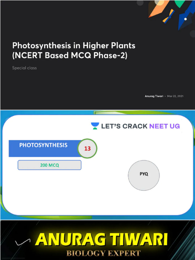 Photosynthesis in Higher Plants NCERT Based MCQ Phase2 With Anno | PDF