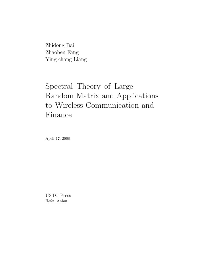 Spectral Theory And Application Download Free Pdf Option Finance Modern Portfolio Theory