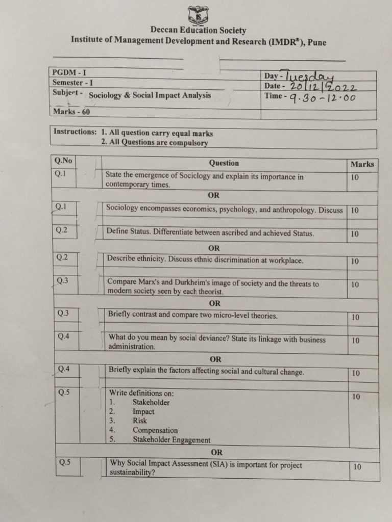 Sociology Paper | PDF