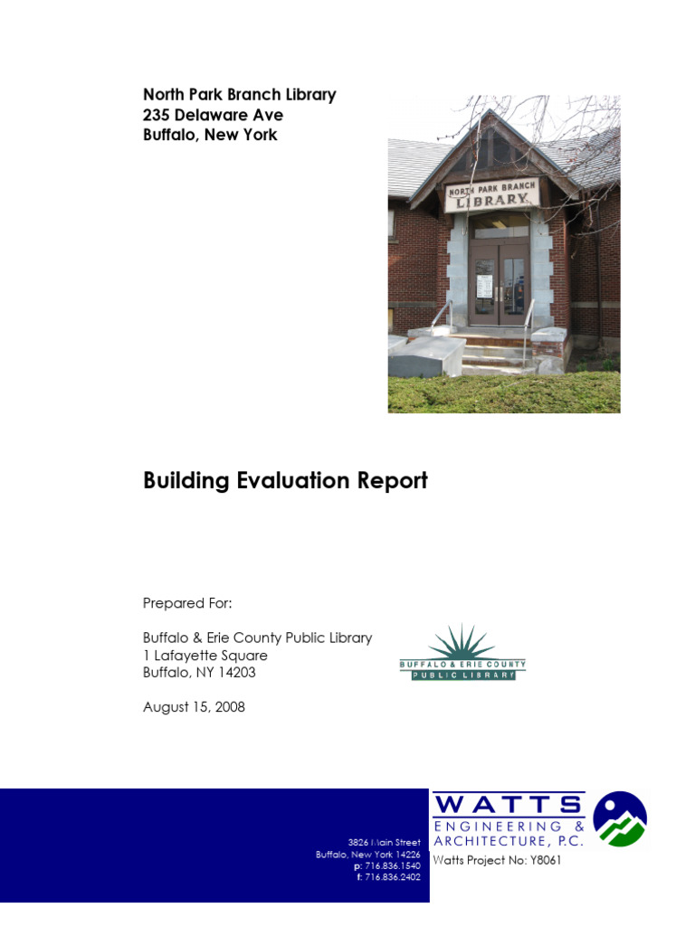 Full North Park Library Building Evaluation Report | PDF | Window | Boiler