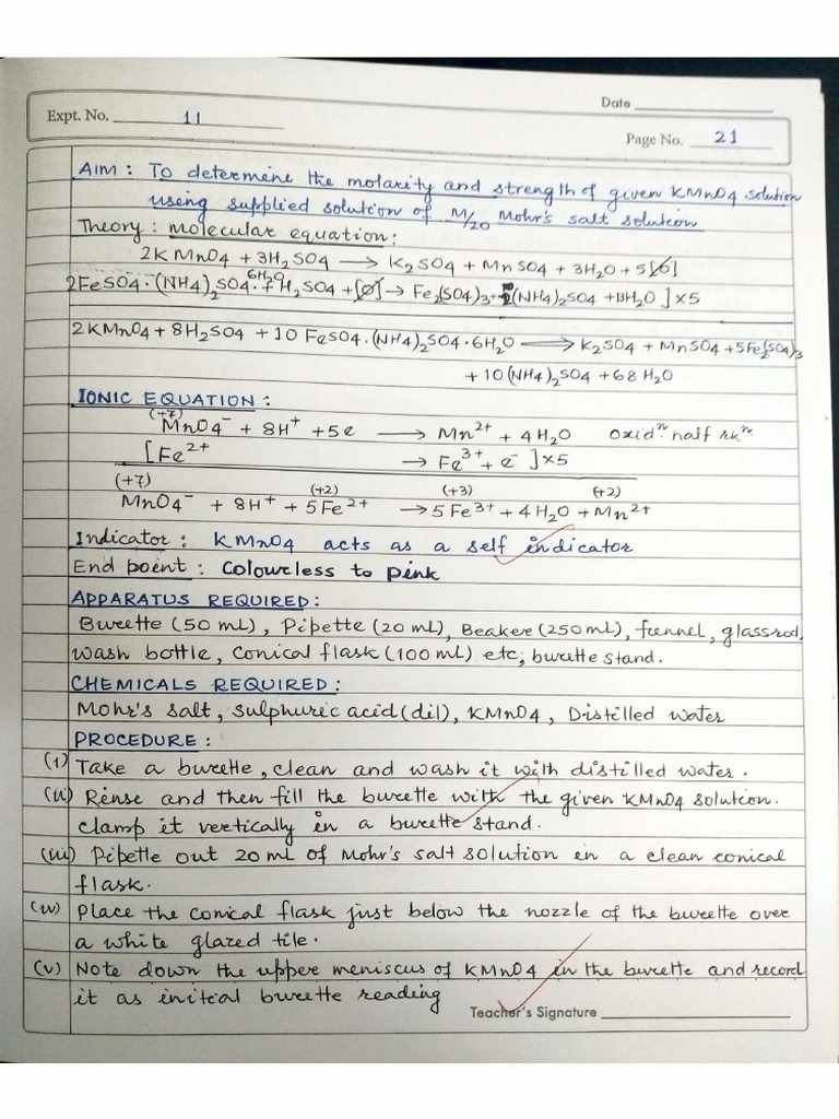 Chemistry Practical Record | PDF