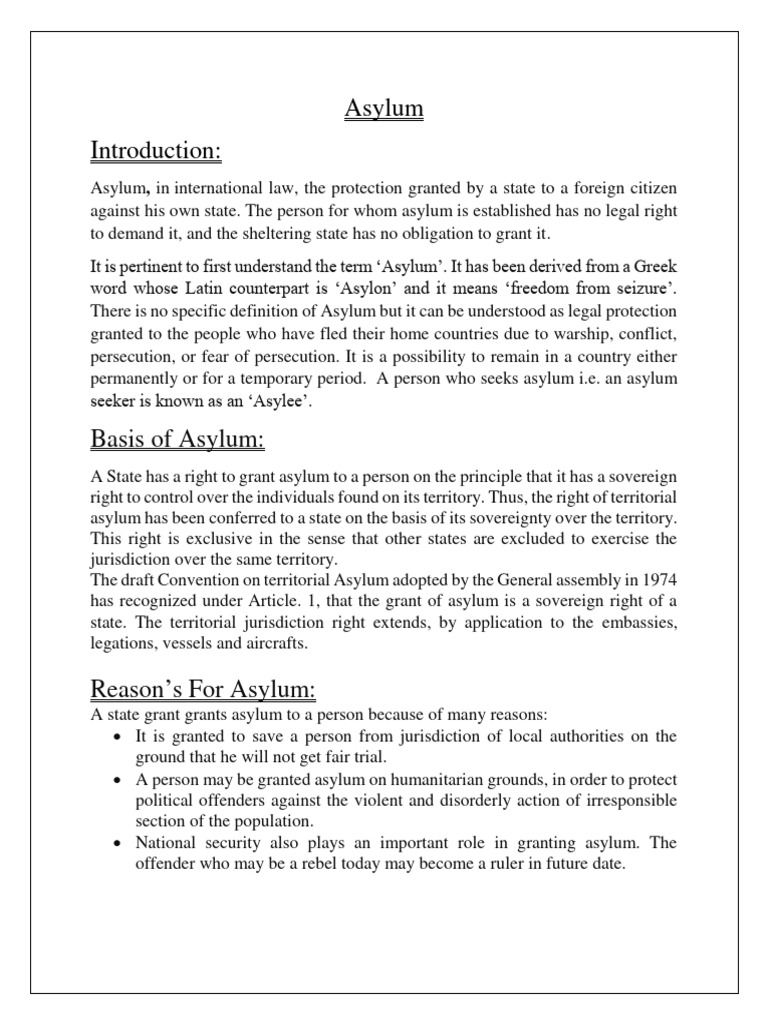 Asylum | PDF | Right Of Asylum | Asylum Seeker