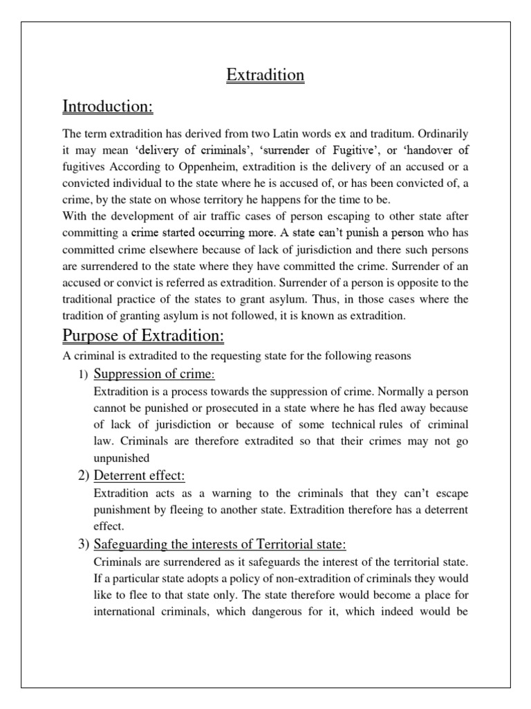 Extradition Pdf Extradition Crime Violence