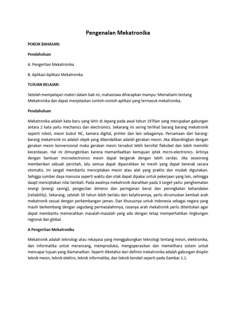 Pengenalan Mekatronika | PDF
