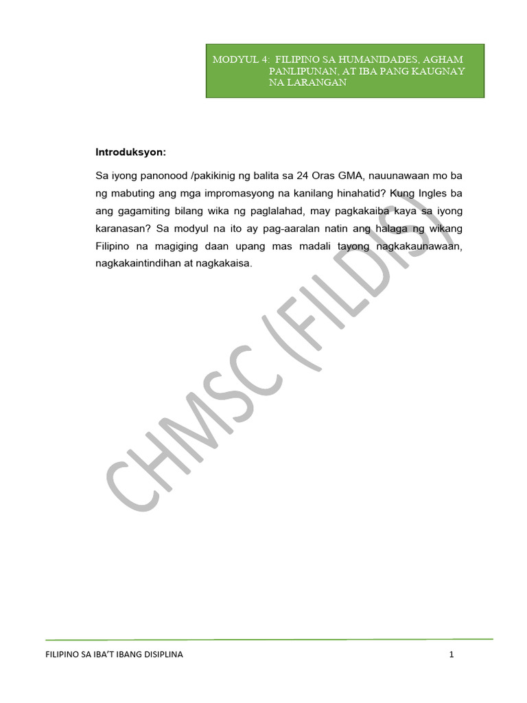 Fildis Modyul 4 | PDF