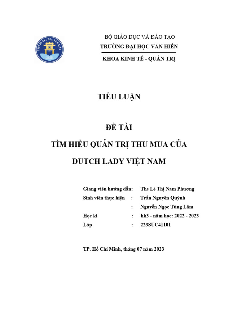 quản trị thu mua ducth lady | PDF