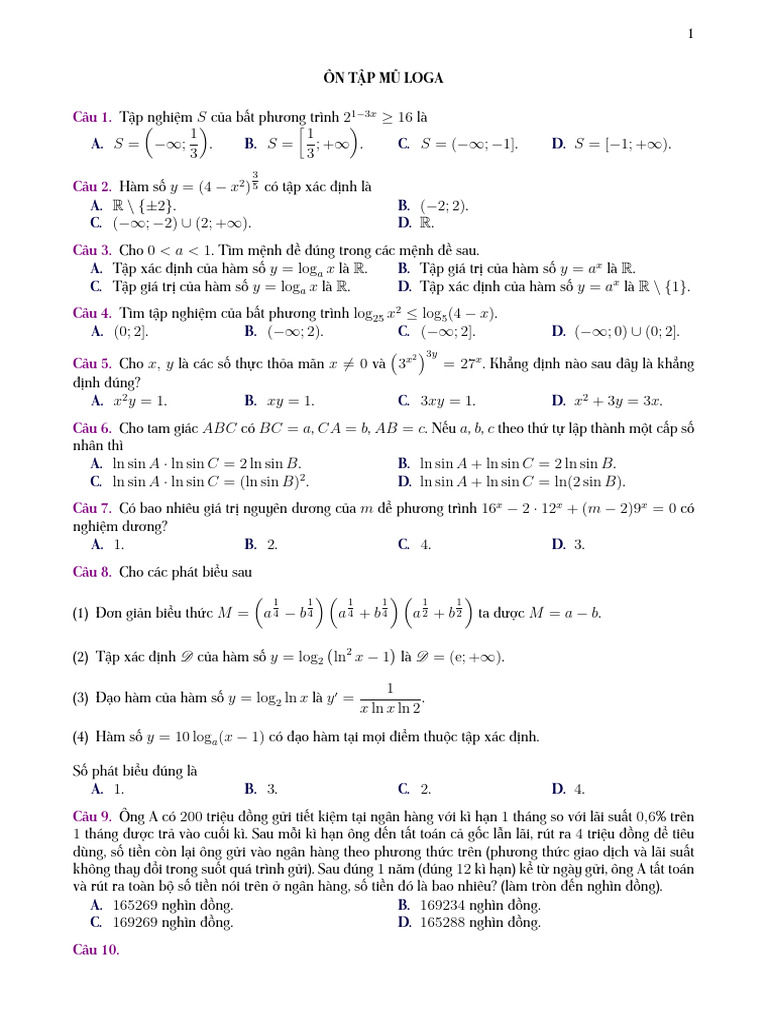Ôn tập Mũ Loga | PDF