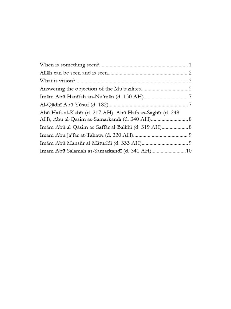 The Earlier Hanafīs & The Beatific Vision | Download Free PDF | God In Islam | Knowledge