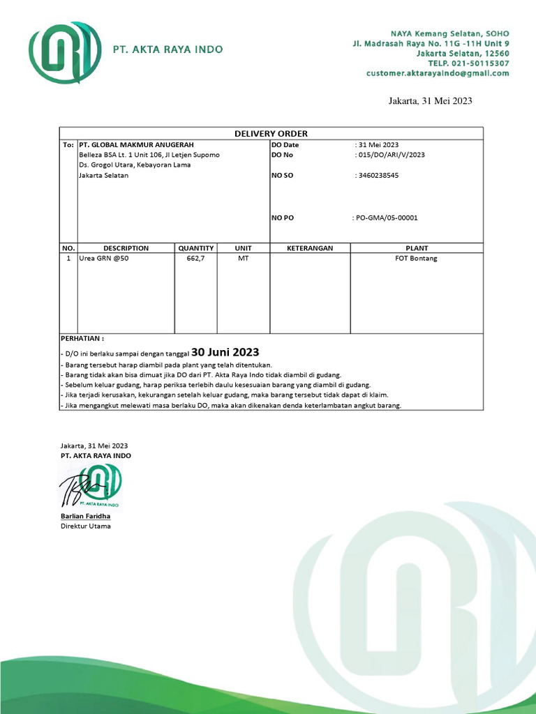 Contoh Surat Do | PDF