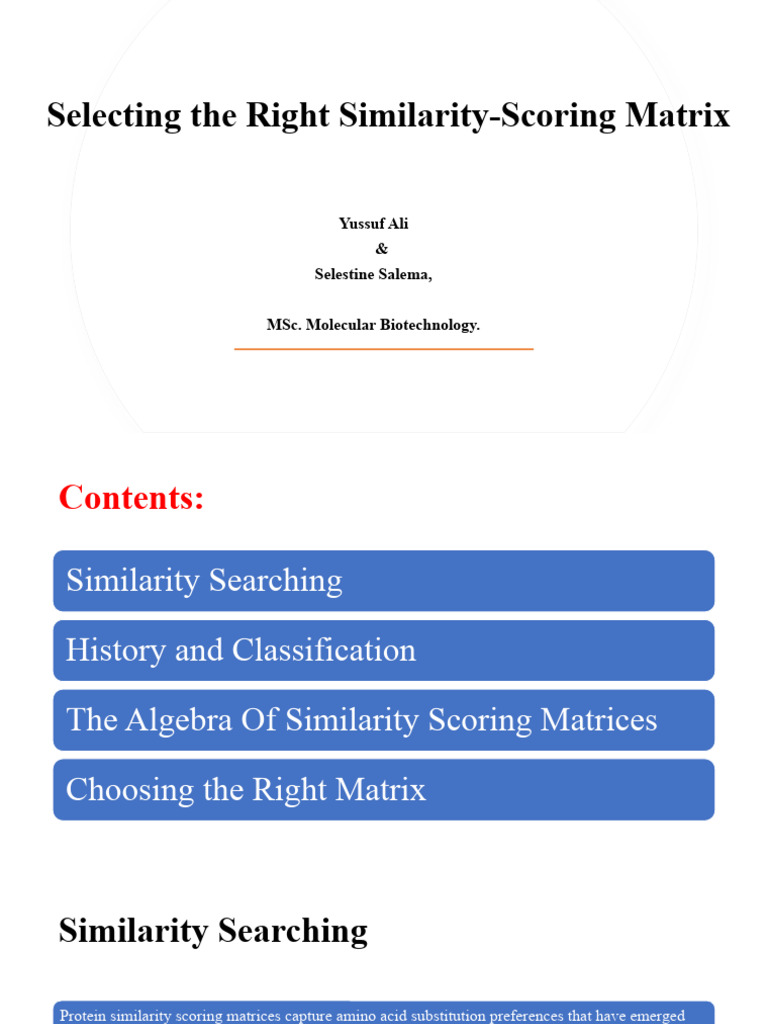 Selecting The Right Similarity Scoring Matrix Pdf Sequence Alignment Biostatistics