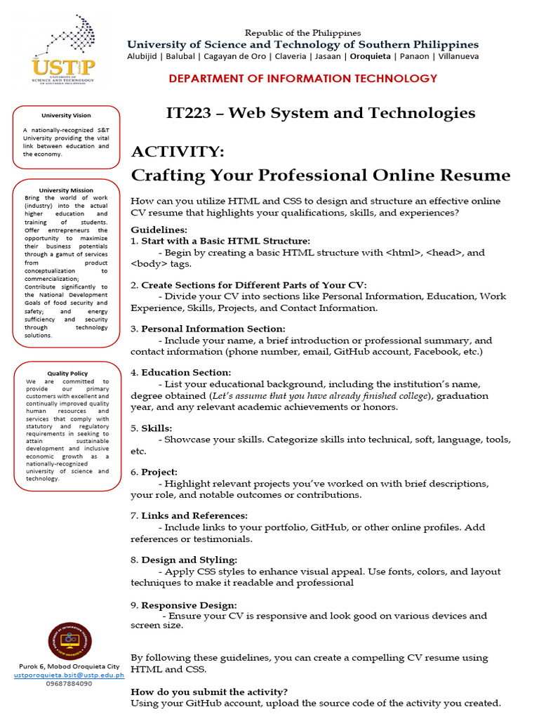 CV-Activity (1) | PDF | Html