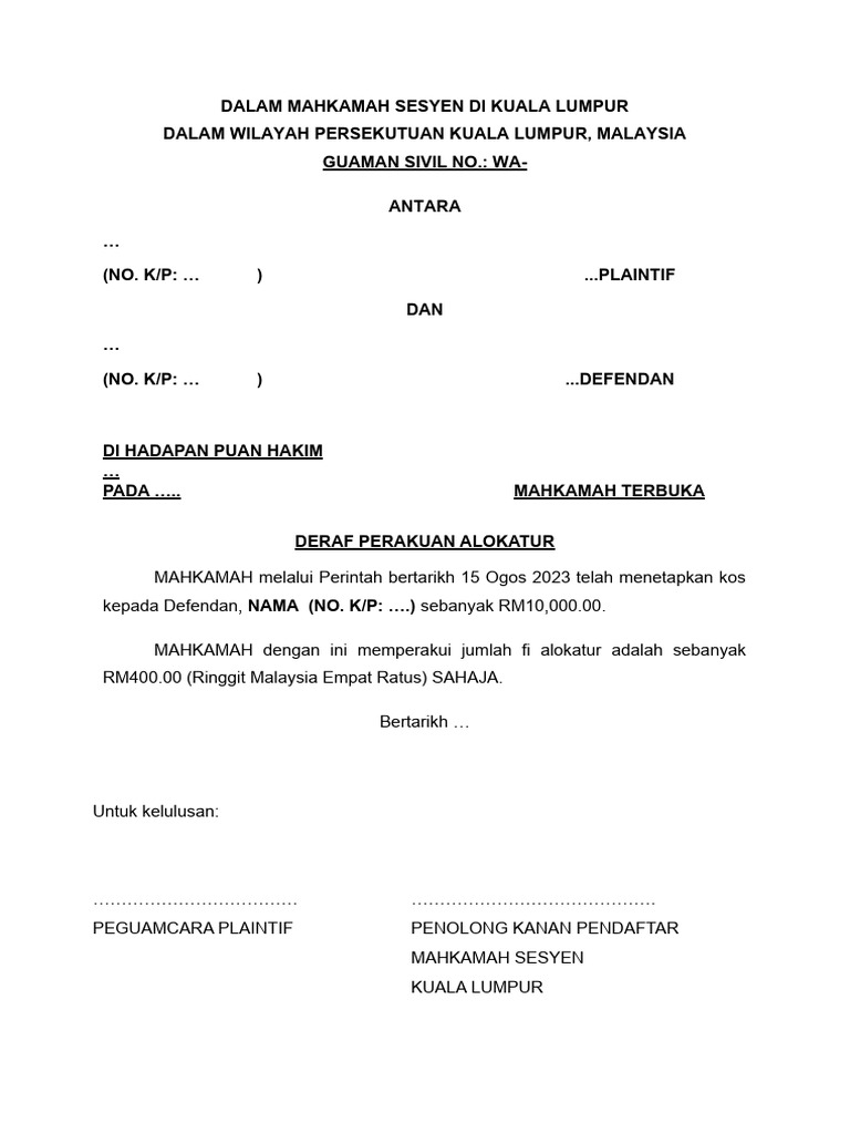 Deraf Parakuan Alokatur | PDF