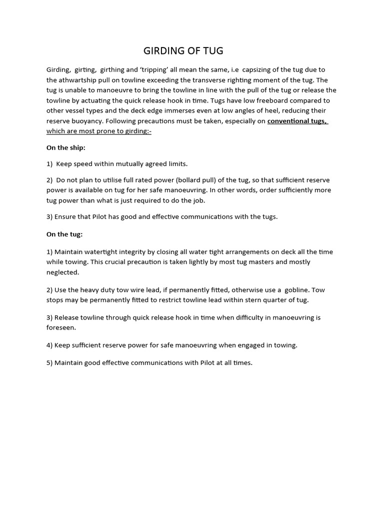 Girding of Tug 2 | PDF