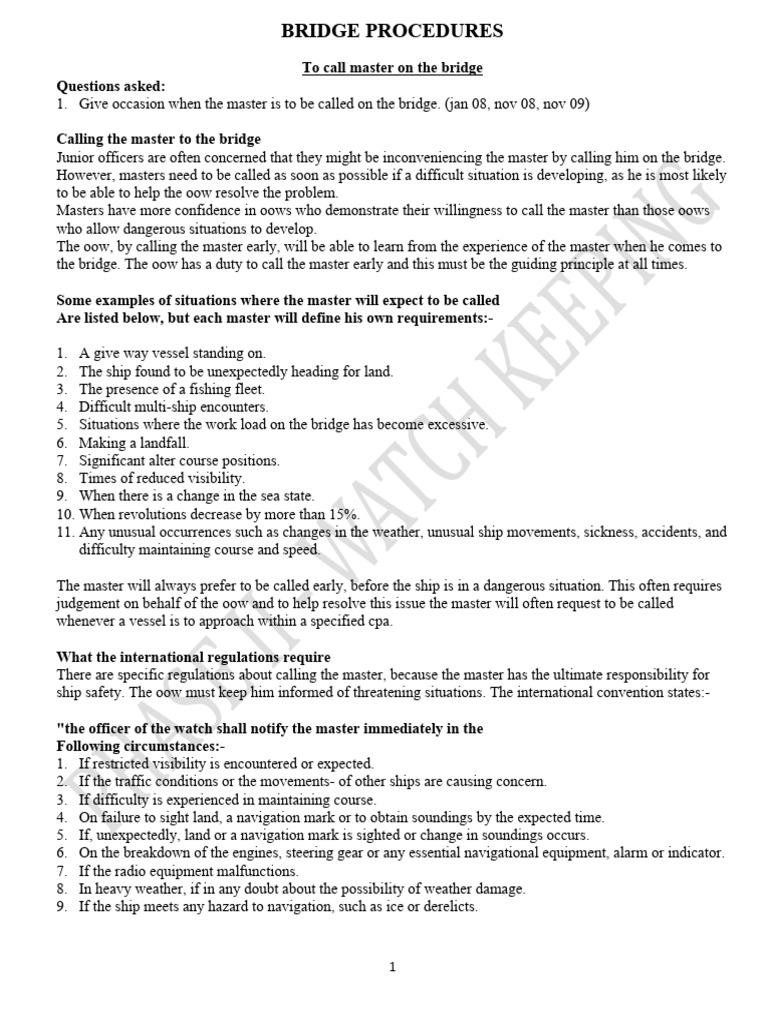 Bridge Watchkeeping | PDF | Ships | Water