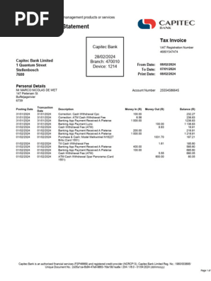 Capitec bank charges store