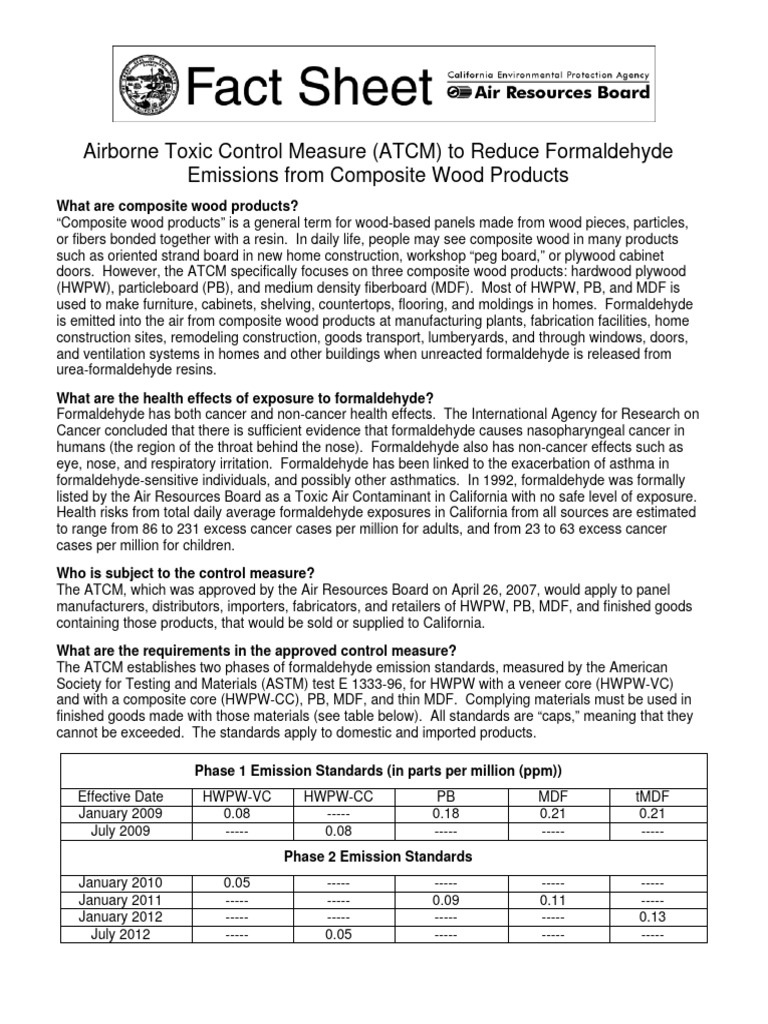Carb Factsheet | PDF | Formaldehyde