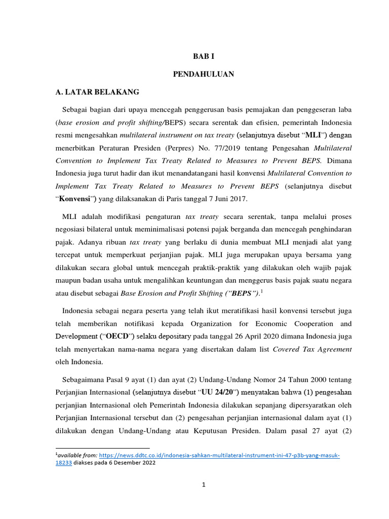 Keabsahan Perpres 77/2019 dalam Implementasi MLI | PDF