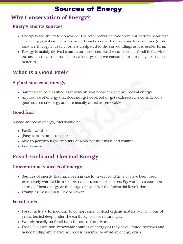 Sources of Energy Notes Specially Handwritten | PDF | Energy ...