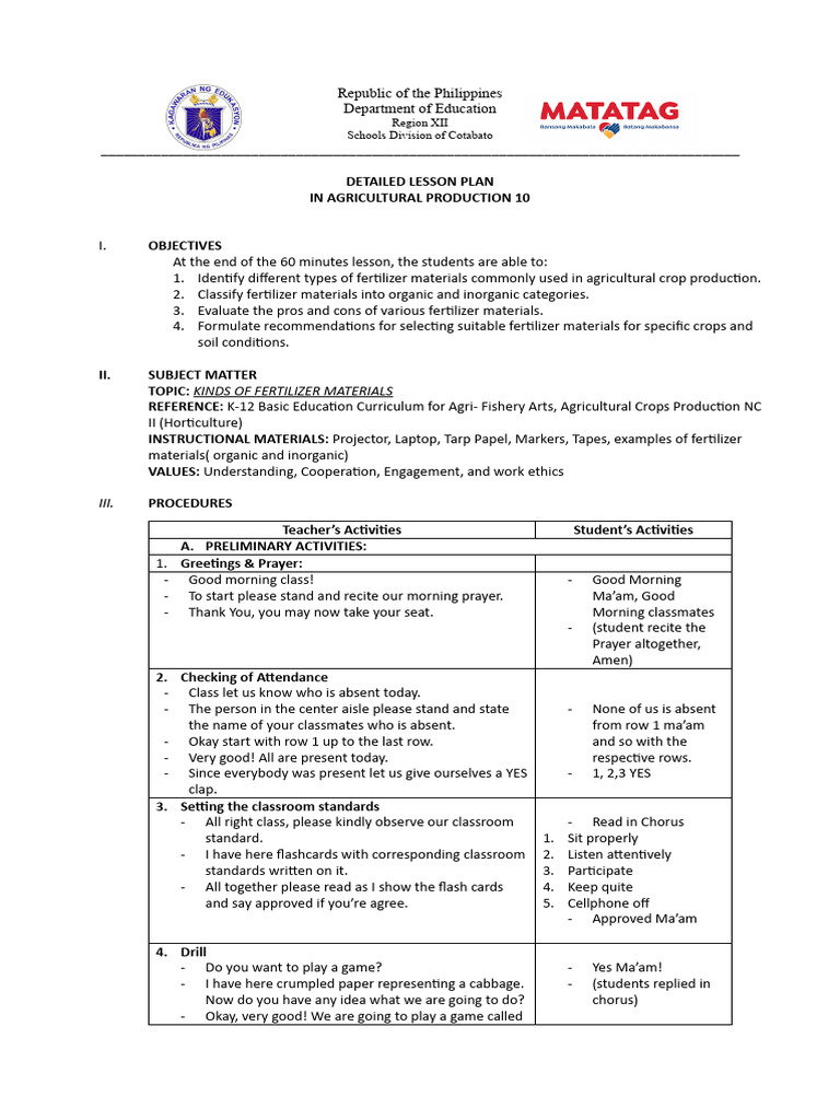 DETAILED LESSON PLAN in Junior High | PDF | Fertilizer | Manure