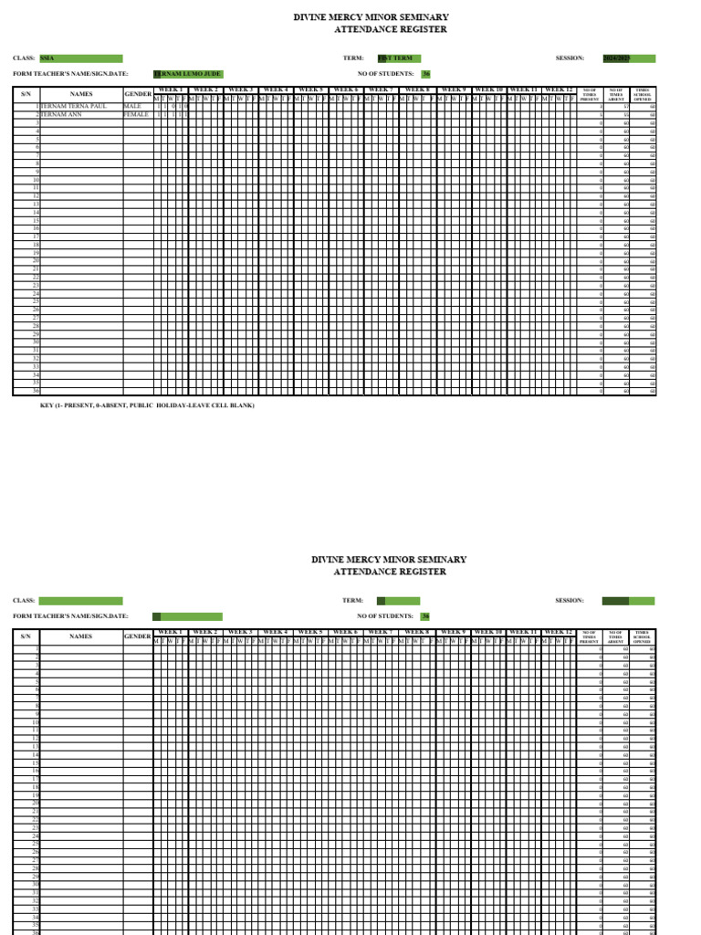CLASS REGISTER | PDF